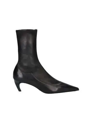 Khaite Leather Pointed-toe Ankle Boots