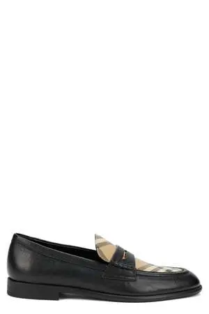 Burberry Tartan Leather Moccasin Loafer For
