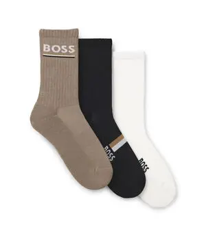 BOSS Three-pack Of Bamboo-blend Quarter-length Socks - Patterned