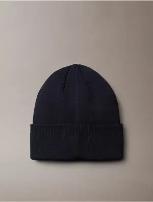 Calvin Klein Monogram Embroidery Cuff Beanie - Deep Sapphire