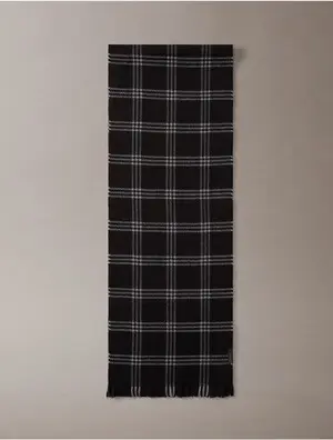 Calvin Klein Plaid Yarn-dyed Scarf - Black