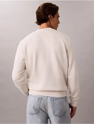 Calvin Klein Fleece Embossed Crewneck Sweater - Chalk