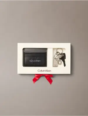 Calvin Klein Bold Monogram Card Holder & Key Fob - Black
