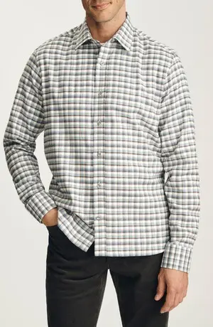 34 Heritage Check Long Sleeve Button Front Shirt - Blue
