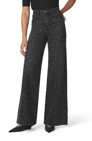 Joe's Jeans Mia Embellished High Waist Wide Leg Jeans - Asteroid Stone