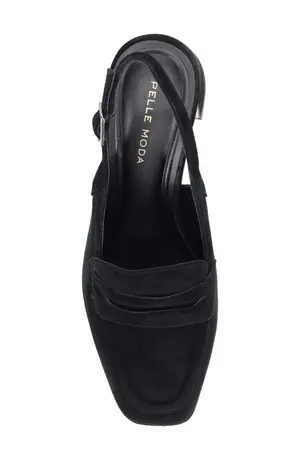 Pelle Moda Lora Loafer Slingback Platform Pump - Black