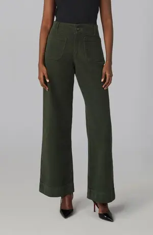 LOLA DENIM Colette High Rise Wide Leg Corduroy Jeans Command Sage