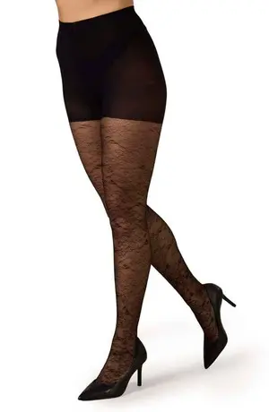 MEMOI Sketch Floral Sheer Tights