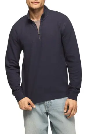 Lucky Brand Quarter Zip Textured Pullover - Navy