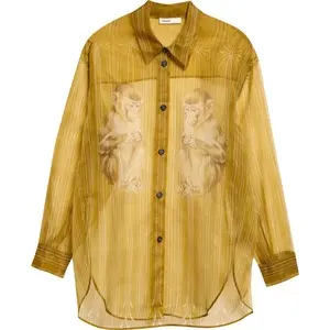 Khaite Goya Silk Button-up Shirt - Monkey Print