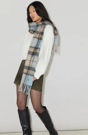 Soia & Kyo Elizabeth Plaid Fringe Scarf