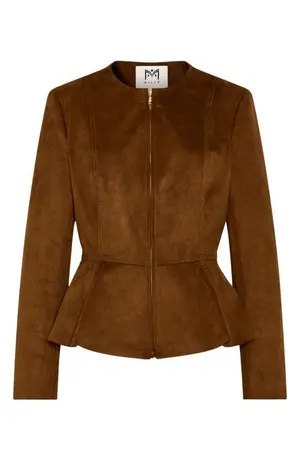 MILLY Reina Faux Suede Jacket - Camel