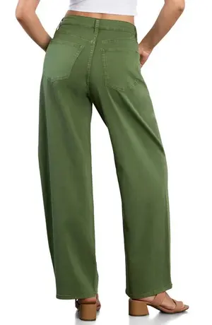 HINT OF BLU Lazy Day Relaxed Wide Leg Jeans - Basil