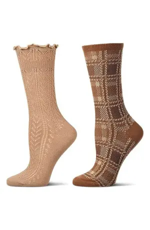 MEMOI Assorted 2-pack Cotton Blend Crew Socks