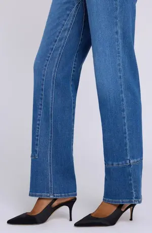 NYDJ Petite Brooke Loose Straight Leg High Waist Jeans - Agave