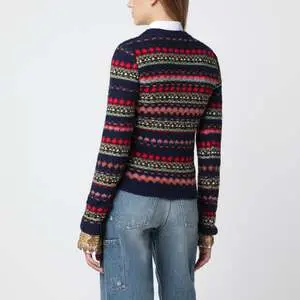 Dries Van Noten Navy Jacquard Wool Sweater - Blue