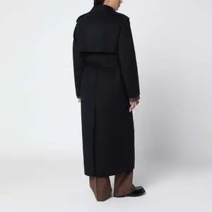 IVY OAK Dark Navy Double-breasted Wool Coat