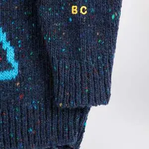 BOBO CHOSES Navy Pixel Abduction Sweater In Wool Blend