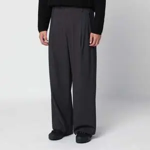 HIKING PATROL Dark Pleated Trousers In Viscose Blend