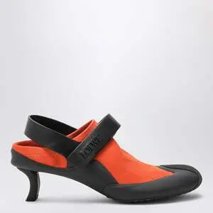 Loewe Saffron Yellow/black Dive Slingback Pumps In Suede - Multicolor