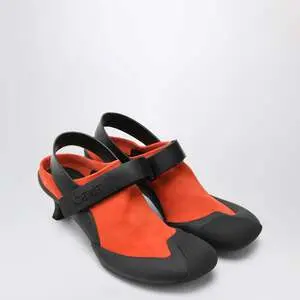 Loewe Saffron Yellow/black Dive Slingback Pumps In Suede
