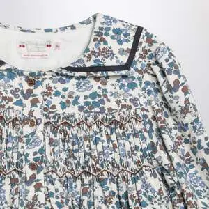 Bonpoint Blue Marinette Cotton Dress With Floral Print