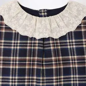 Bonpoint Baptistine Blue Checked Dress In Organic Cotton