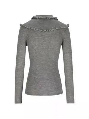 Chloé Ruffled Henley Top - Grey
