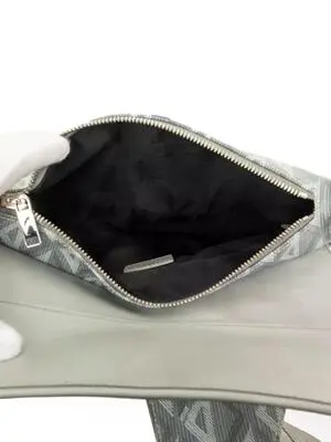 Dior 2021 Cd Diamond Canvas And Calfskin Saddle Bag Crossbody Bag - Grey