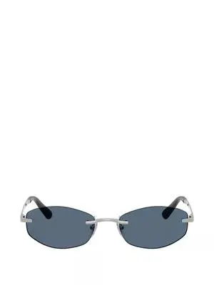 Versace Oval-frame Rimless Sunglasses - Silver