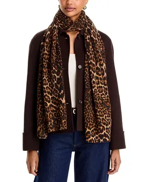 AMICALE CASHMERE Cashmere Animal Print Scarf Exclusive - Camel Multi