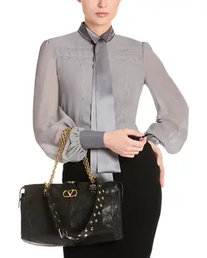 Valentino Garavani Vlogo Chevron Quilted Leather Shoulder Bag