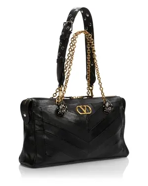 Valentino Garavani Vlogo Chevron Quilted Leather Shoulder Bag