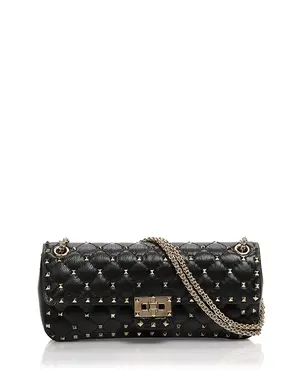 Valentino Garavani Rockstud Small Quilted Leather Shoulder Bag - Black