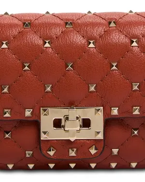 Valentino Garavani Rockstud Small Quilted Leather Shoulder Bag - Red