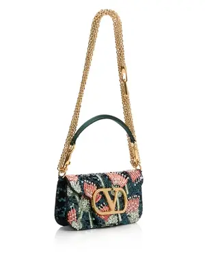 Valentino Garavani Loco Embellished Satin Shoulder Bag