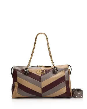 Valentino Garavani Vlogo Chevron Patchwork Leather Shoulder Bag - Multi