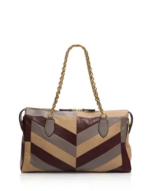 Valentino Garavani Vlogo Chevron Patchwork Leather Shoulder Bag