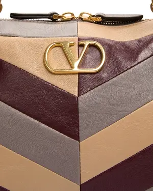 Valentino Garavani Vlogo Chevron Patchwork Leather Shoulder Bag