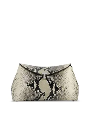 TOTEME T-lock Leather Clutch - Python Embossed