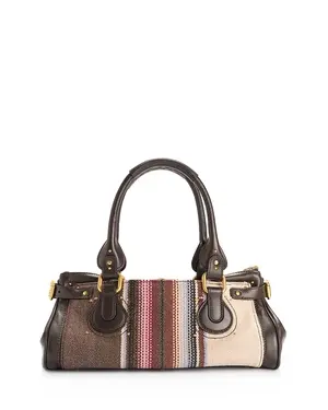 Chloé Paddington Striped Tapestry & Leather Shoulder Bag