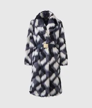 Karl Lagerfeld Belted Faux-fur Maxi Coat - Multi