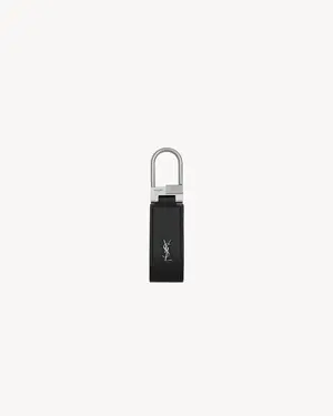 Saint Laurent Tiny Cassandre Keyring In Shiny Leather