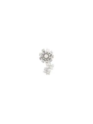 SELF-PORTRAIT Crystal Flower Brooch - Silver