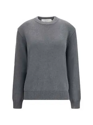 GOLDEN GOOSE Cotton Crewneck Sweater With Back Logo - Gray