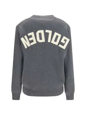 GOLDEN GOOSE Cotton Crewneck Sweater With Back Logo - Gray