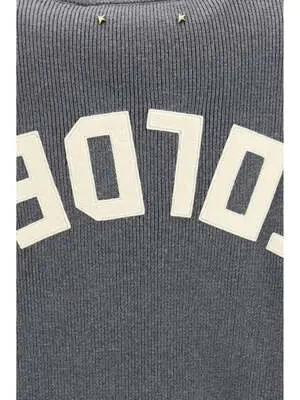 GOLDEN GOOSE Cotton Crewneck Sweater With Back Logo - Gray