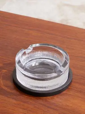 Dunhill Leather And Crystal Ashtray - Clear