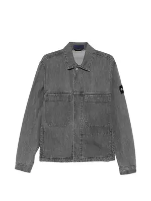 Stone Island Denim Jacket With Logo Patch - Grey