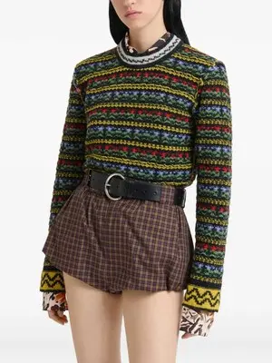 Marni Black Shetland Wool Sweater With Fair Isle Pattern